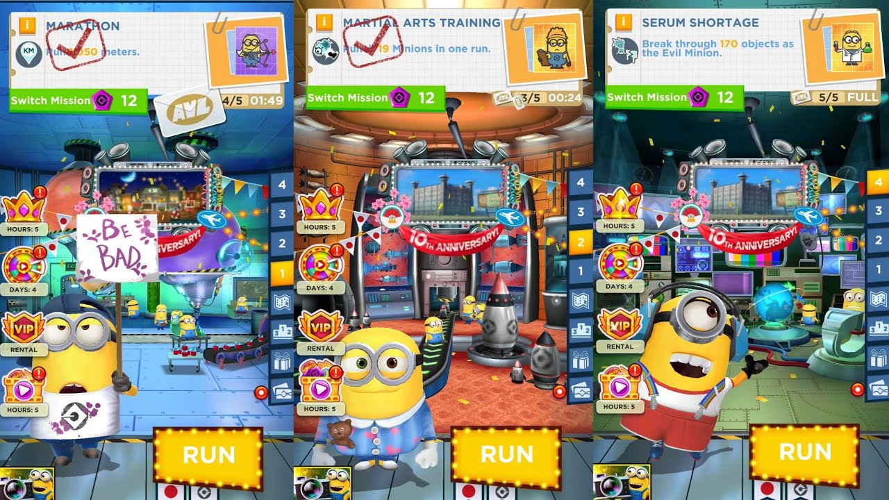 Minion Rush Room's Challenge Striker and Pajama Bob and Old-School ...