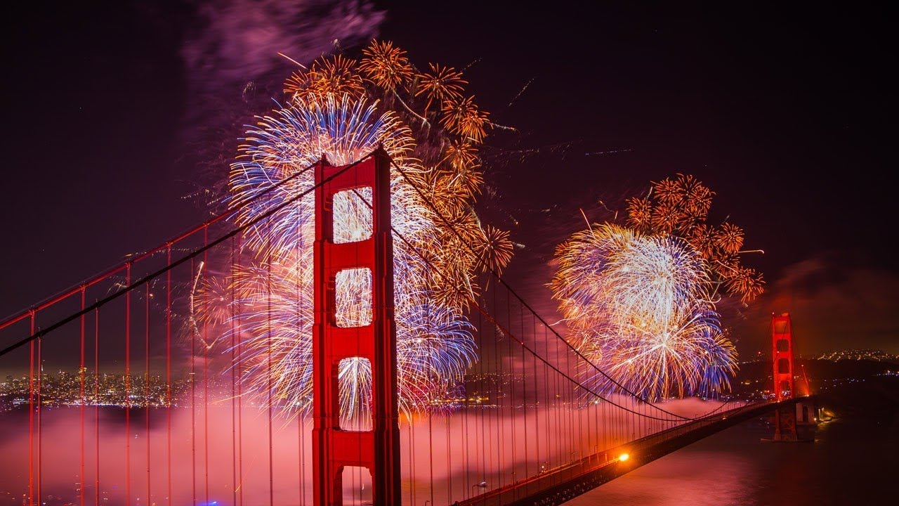 A fireworks display at The Golden Gate Bridge - YouTube