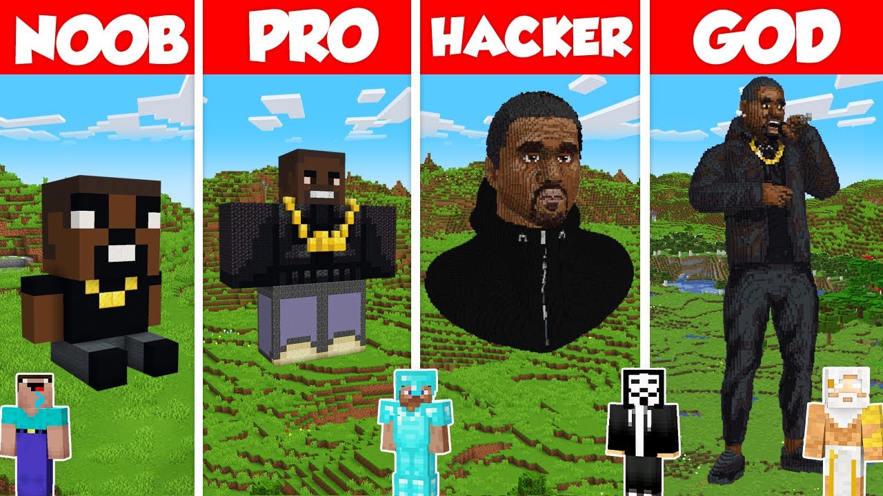 Kanye West Statue Build Battle Challenge - Noob vs Pro vs Hacker vs God ...