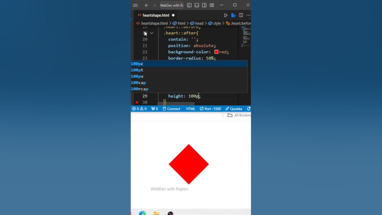 Heart Shape Using Html And Css Html Cssanimation Webdevwithrajeev Coding Shorts Youtube