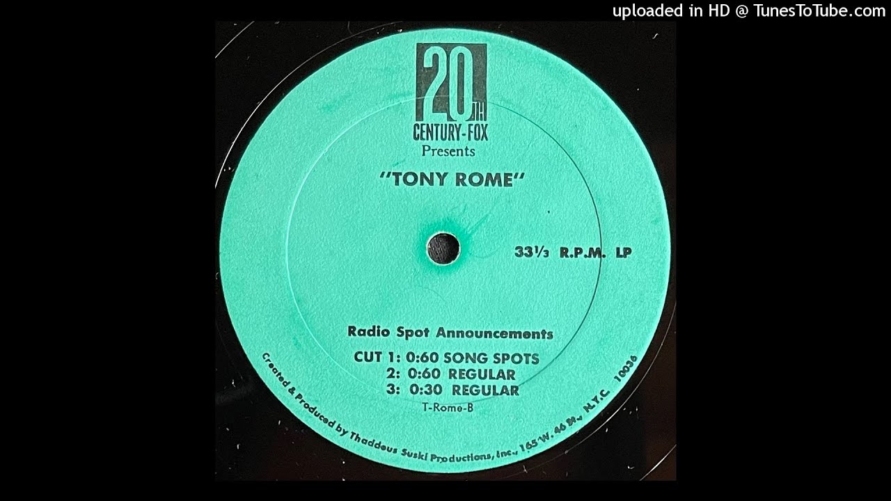 Tony Rome 1967 Radio Song Spots Anouncements - 20th Century Fox, Frank ...