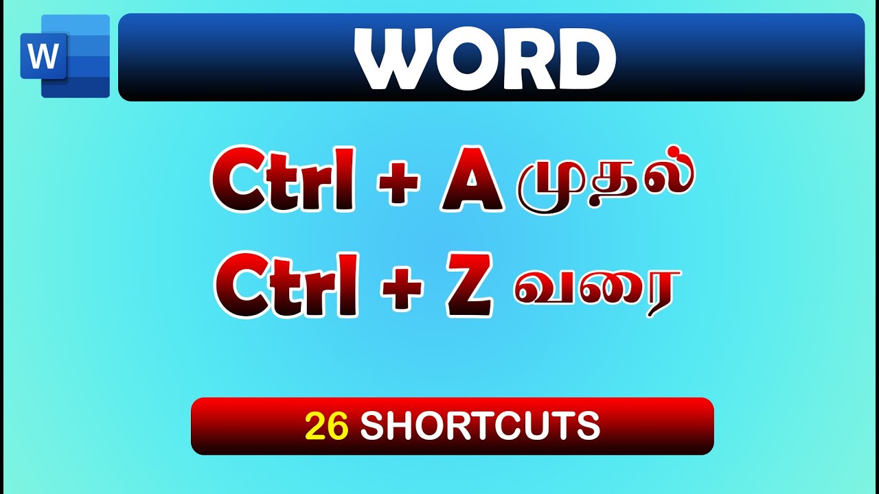 Ms-Word Shortcut Keys Tamil 👉 Ctrl + A to Crtl + Z || Naveen Kumar ...