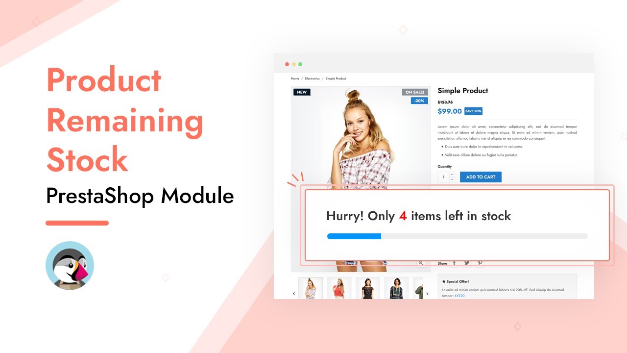 Product Remaining Stock PrestaShop Module - YouTube