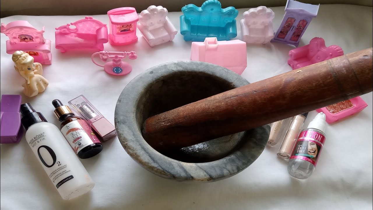 Smashing Makeup Mixing into Clay||Glitter into Glossy Slime ASMR - YouTube