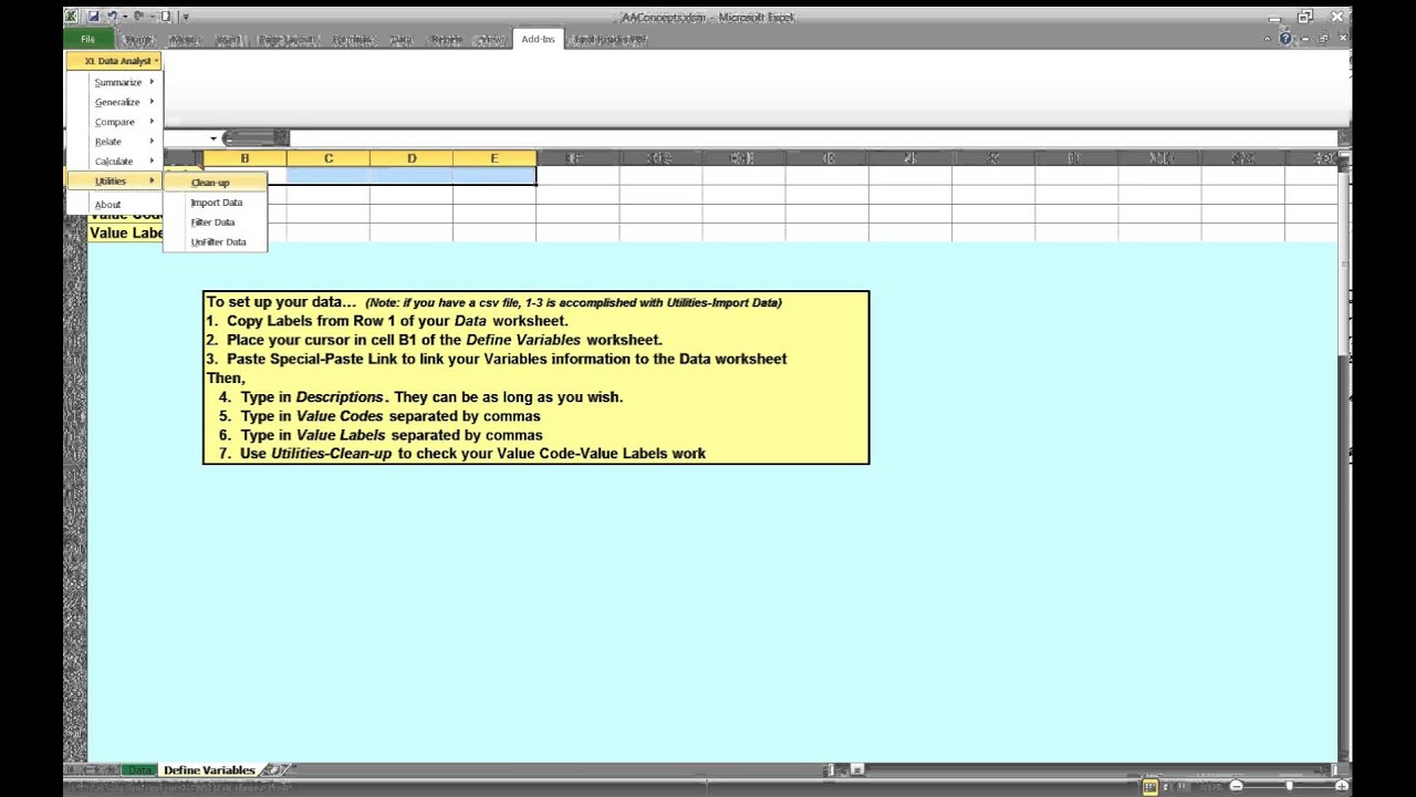 XLDA: Entering data - YouTube