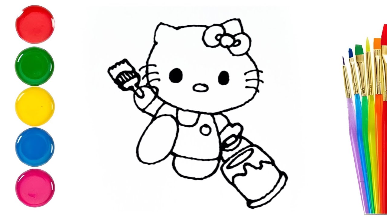 How to Draw painter Hello Kitty 😺🎨🖌️ - YouTube