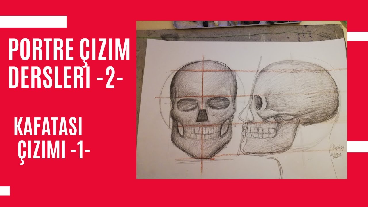 KARAKALEM ÇİZİM DERSLERİ-ANATOMİ KAFATASI ÇİZİMİ-ÖNDEN GÖRÜNÜŞ - YouTube