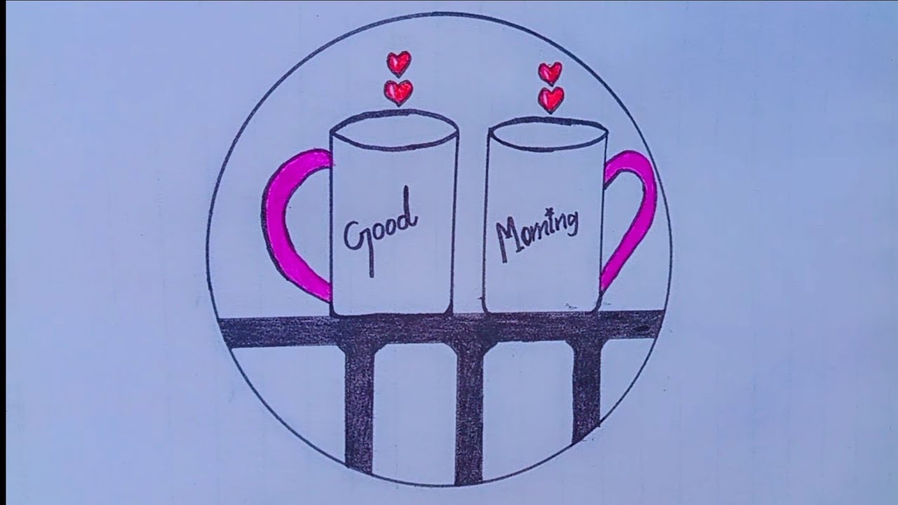 Circle Scenery Drawing/Good Morning Drawing in Circle Step By Step ...