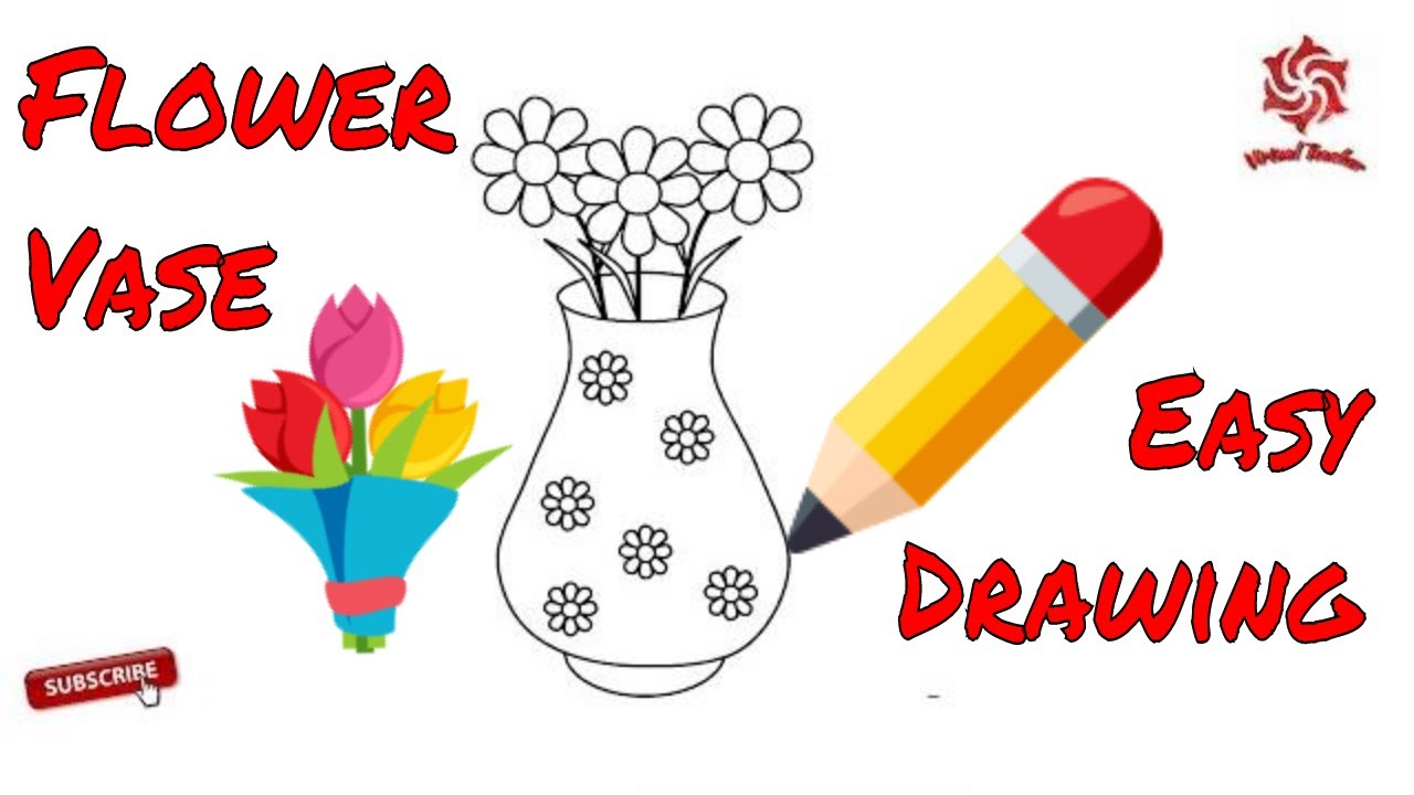 How To Draw A Flower Vase With Pencil Step By Step - YouTube