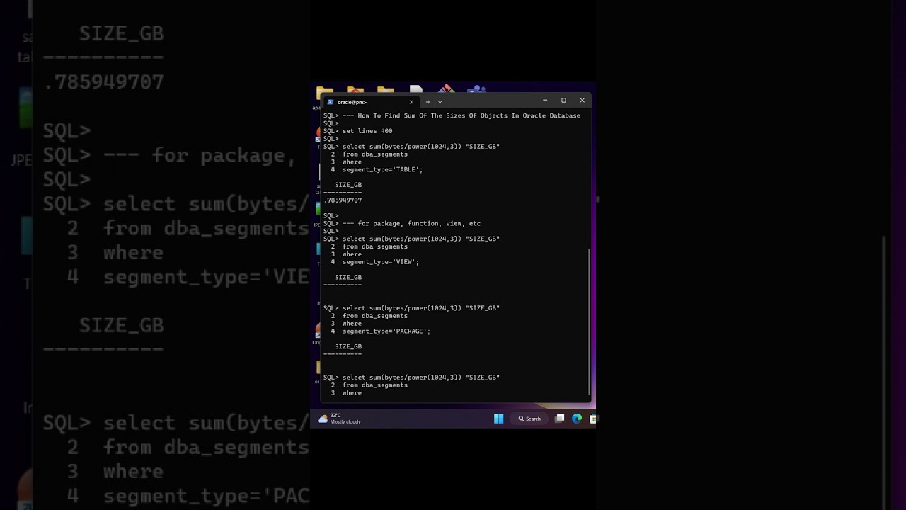 shorts How To Get Size Of Oracle Database Objects YouTube shorts How To Get Size Of Oracle Database Objects YouTube