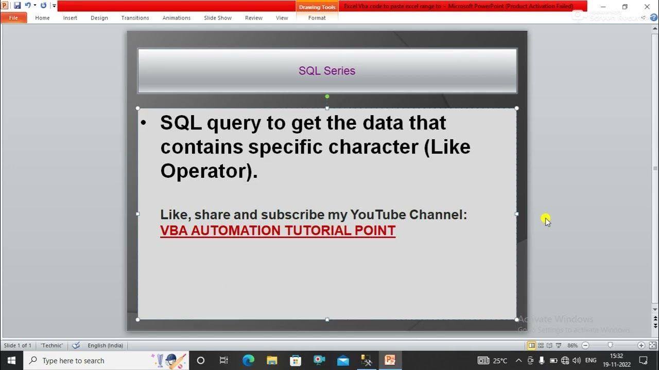SQL query to get data with specific character (Like,@,%, escape) - YouTube