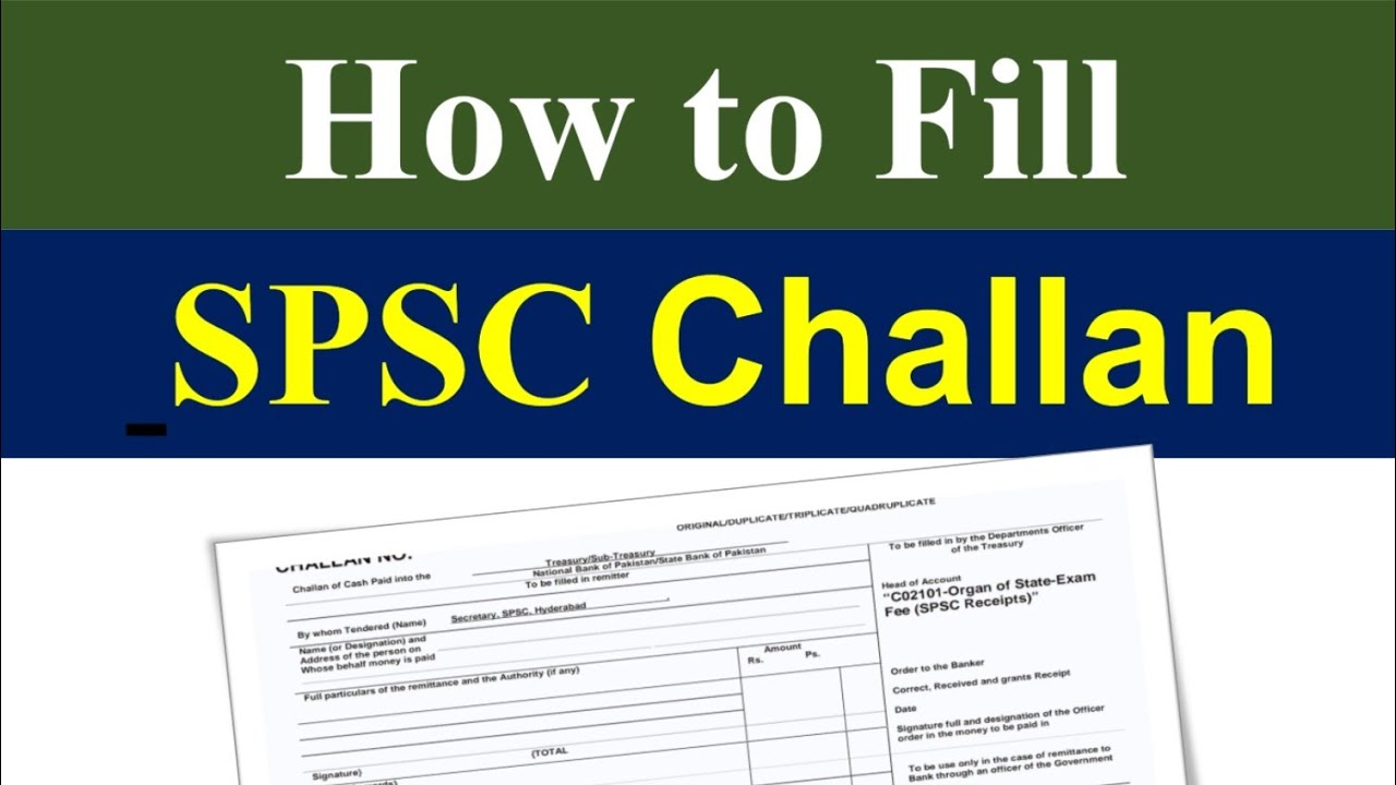 SPSC challan fill | spsc challan form fill sample | How to fill spsc ...