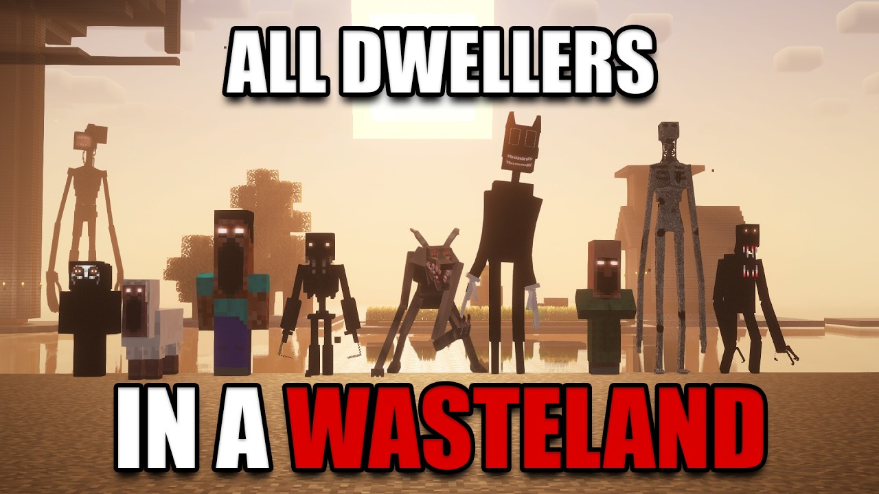 I Survived ALL of Minecraft's DWELLERS in A Wasteland... [I Added EVERY ...