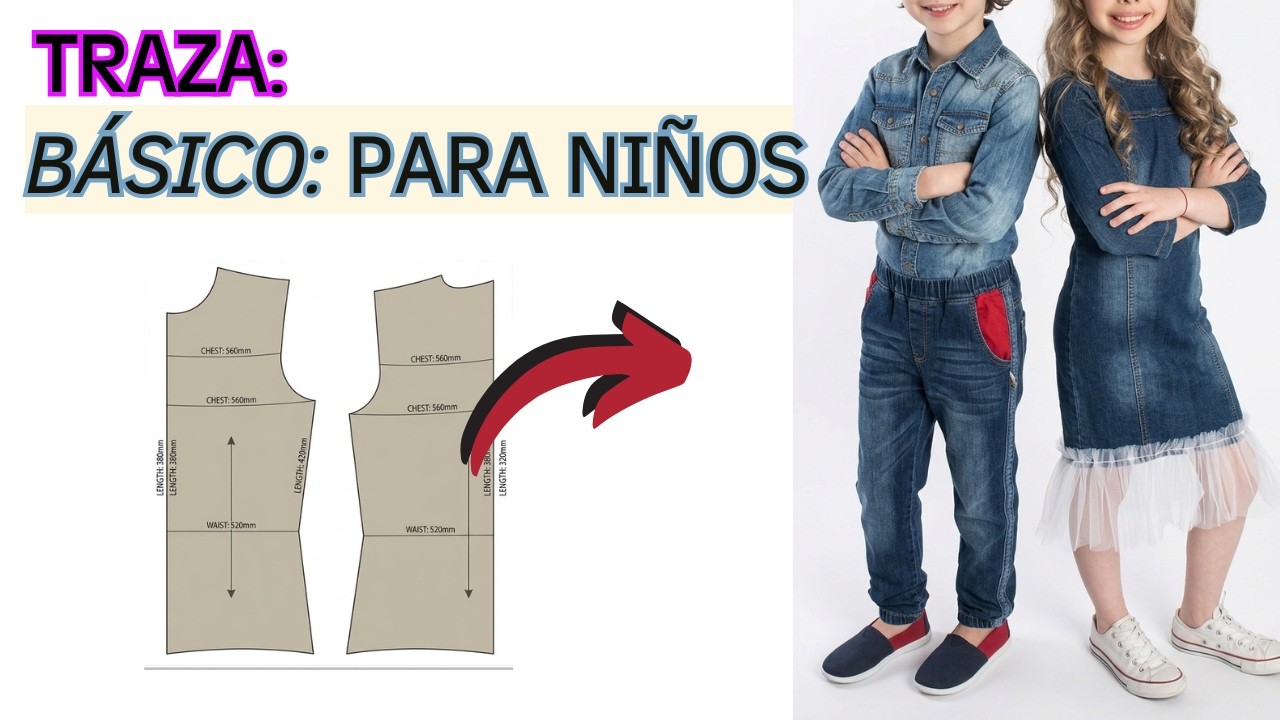 🔴PATRÓN BASICO INFANTIL para ROPA INFANTIL o ropa para niños : ¡Tallas ...