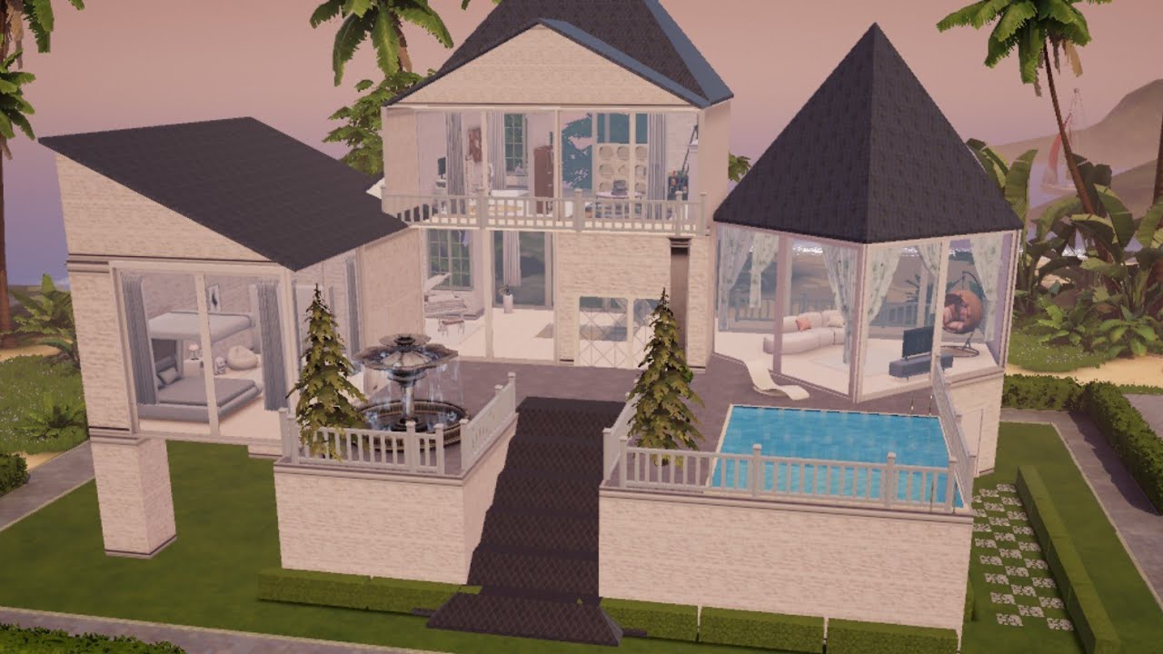white glass house with pool and fountain | # 4 | Life Makeover - YouTube
