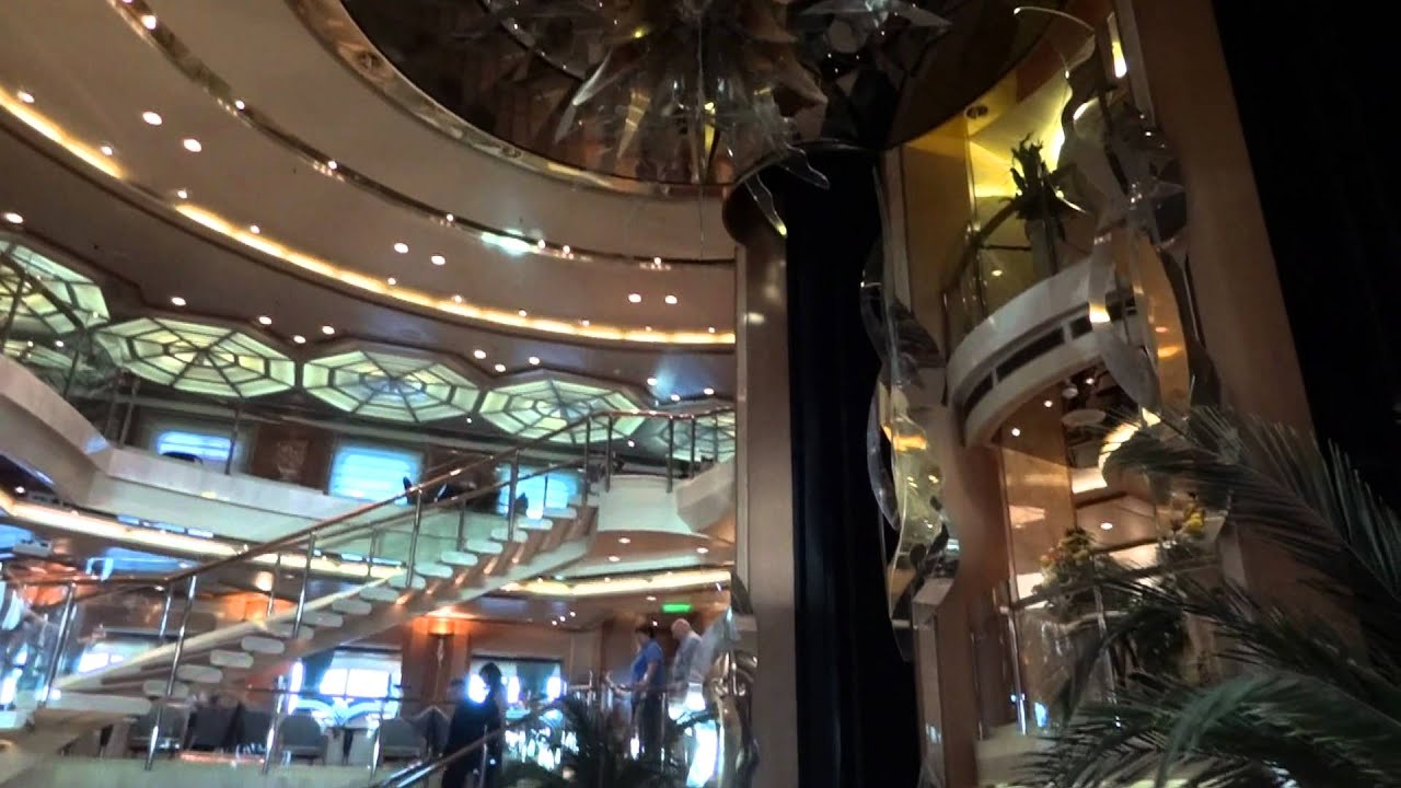 Inside the Sea Princess grand atrium during champagne waterfall ...