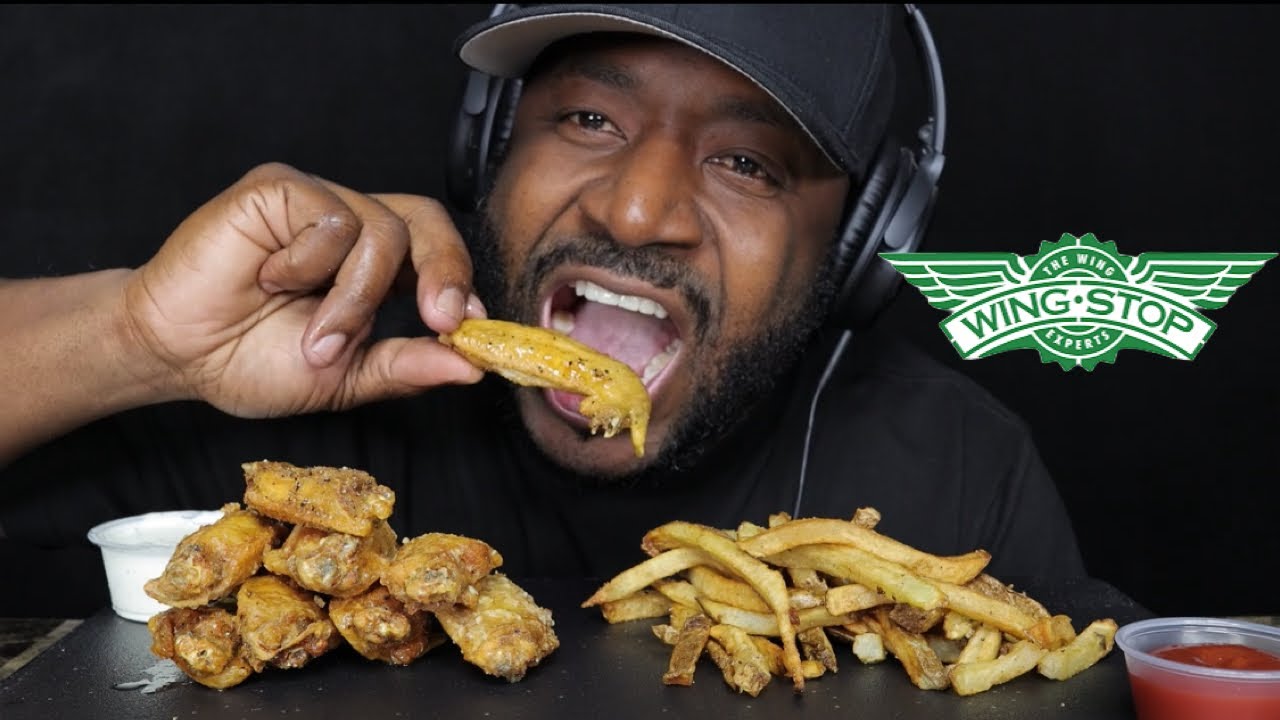 ASMR EATING WINGSTOPS (FLATS ONLY) CHICKEN WINGS & SEASONED FRIES ...