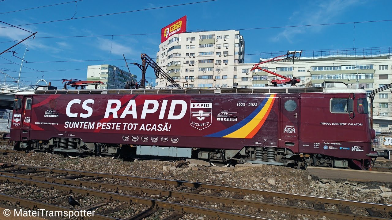 Locomotiva 060-EA1 763 "CS RAPID 100" în Gara de Nord - YouTube