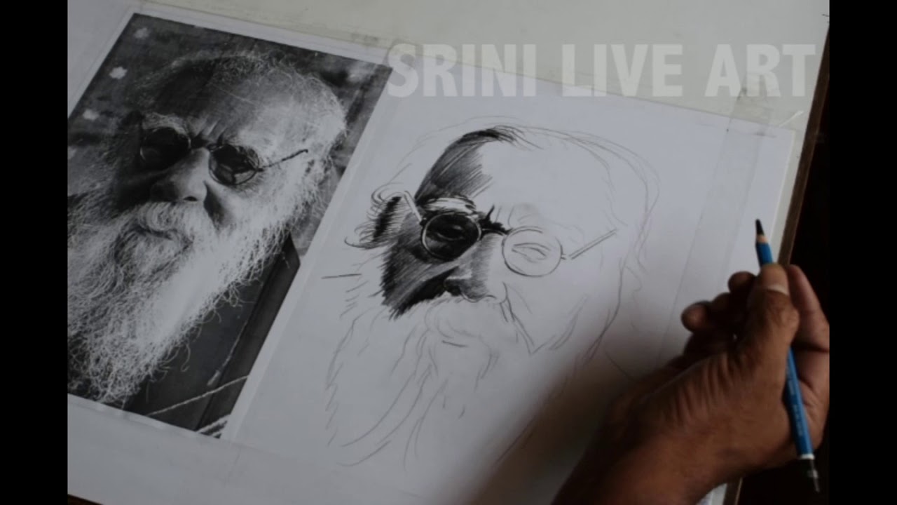 Thanthai Periyar Pencil Drawing Video | Live Art Chennai - YouTube