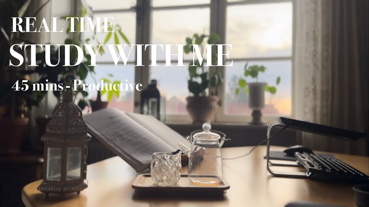 Real time STUDY WITH ME (no music): 45 mins, Background noise ...