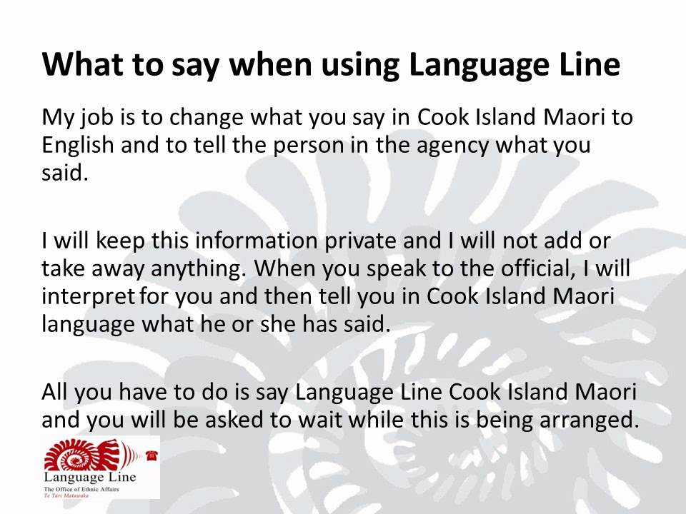 What to say when using Language Line - Cook Island Maori - YouTube