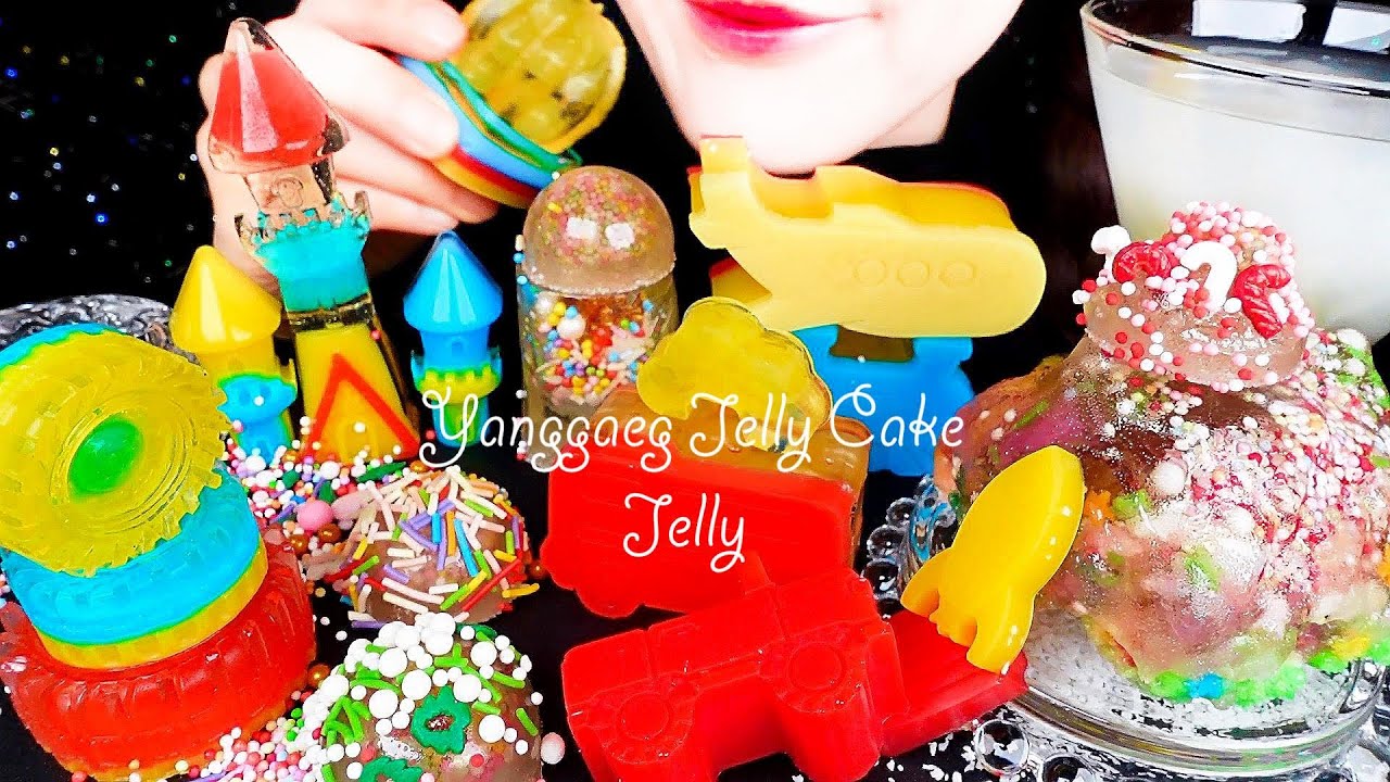 ASMR HOMEMADE YANGGAENG JELLY CAKE EATING SOUNDS MUKBANG 쫀득한 양갱제리케이크 ...