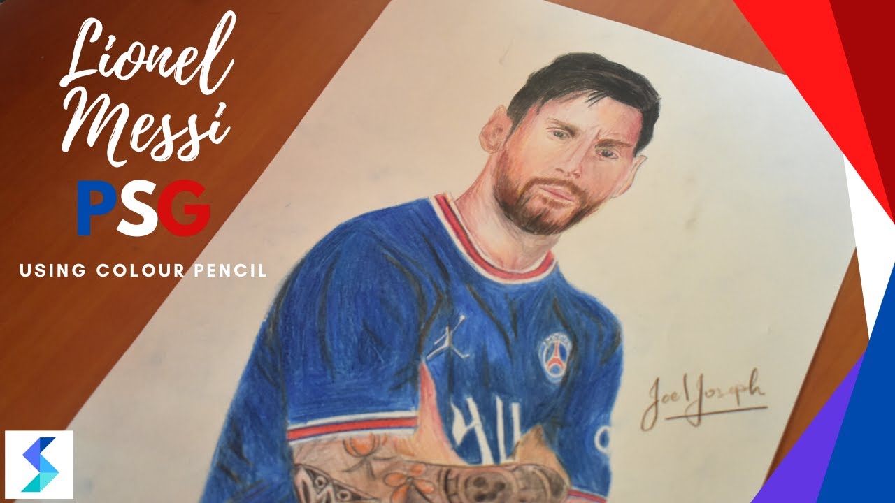 DRAWING OF LIONEL MESSI | PSG VERSION 🔵🔴 #PSGxMESSI#messi - YouTube