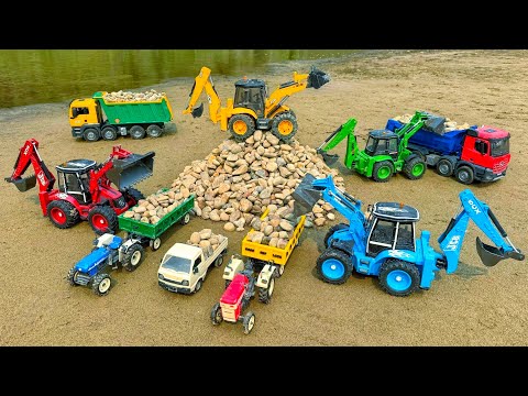 JCB 5CX Fully Loading Stone BharatBenz Truck Swaraj Tractor Pickup Tipper? Tractor Cartoon | AJ Toys