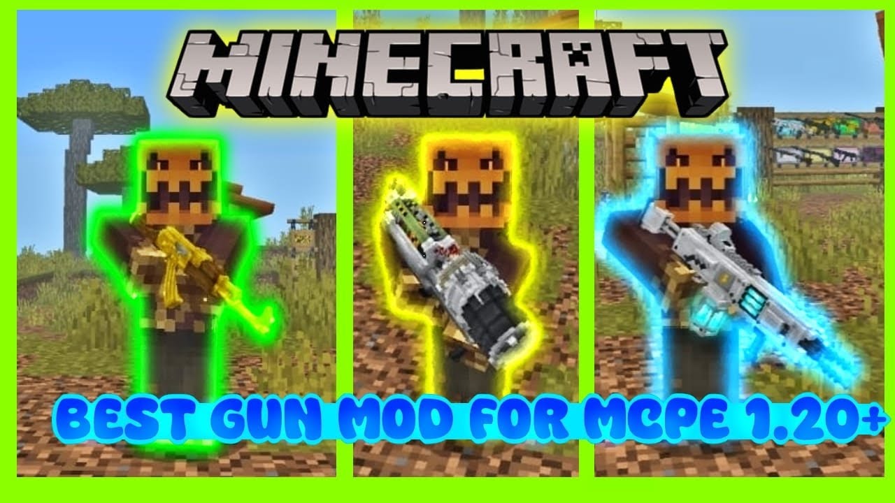 gun mod for minecraft pocket edition 1.20 || gun mod for minecraft pe 1 ...