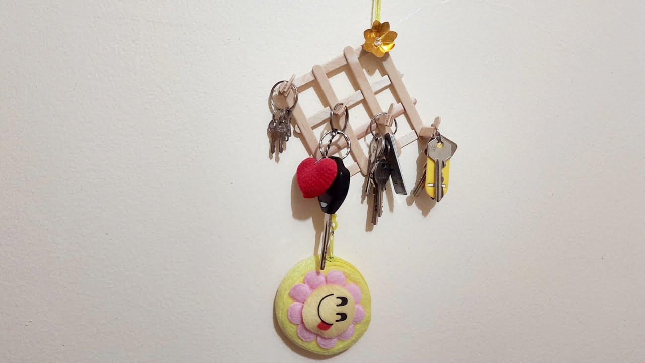 key holder with ice cream sticks.. - YouTube