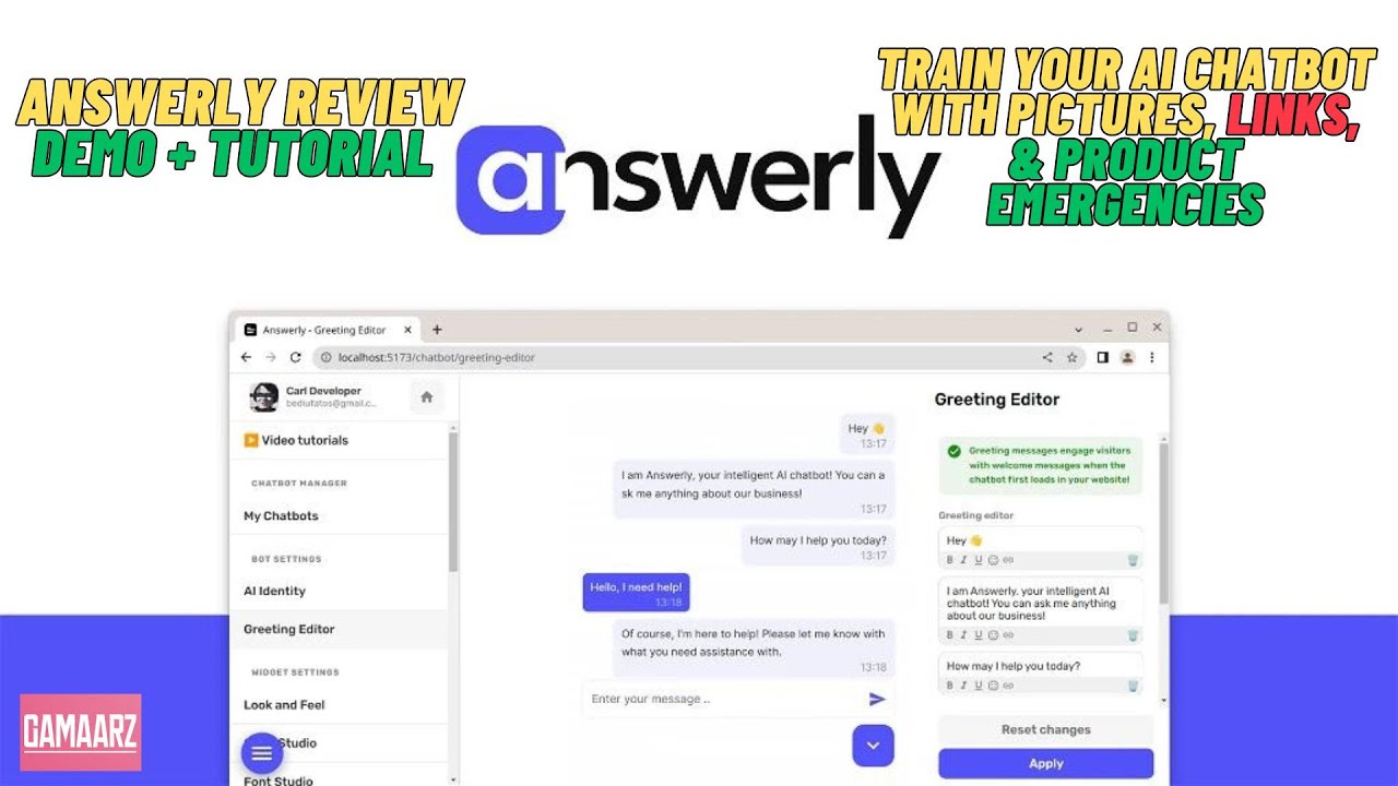 Answerly Review, Demo + Tutorial I Train your AI chatbot with pictures, links, & product ...