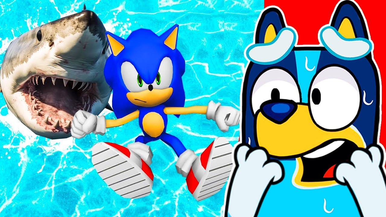 BLUEY RÉAGIT à SONIC qui CHUTE de 9,386,842 Mètres sur GTA 5 ! - YouTube