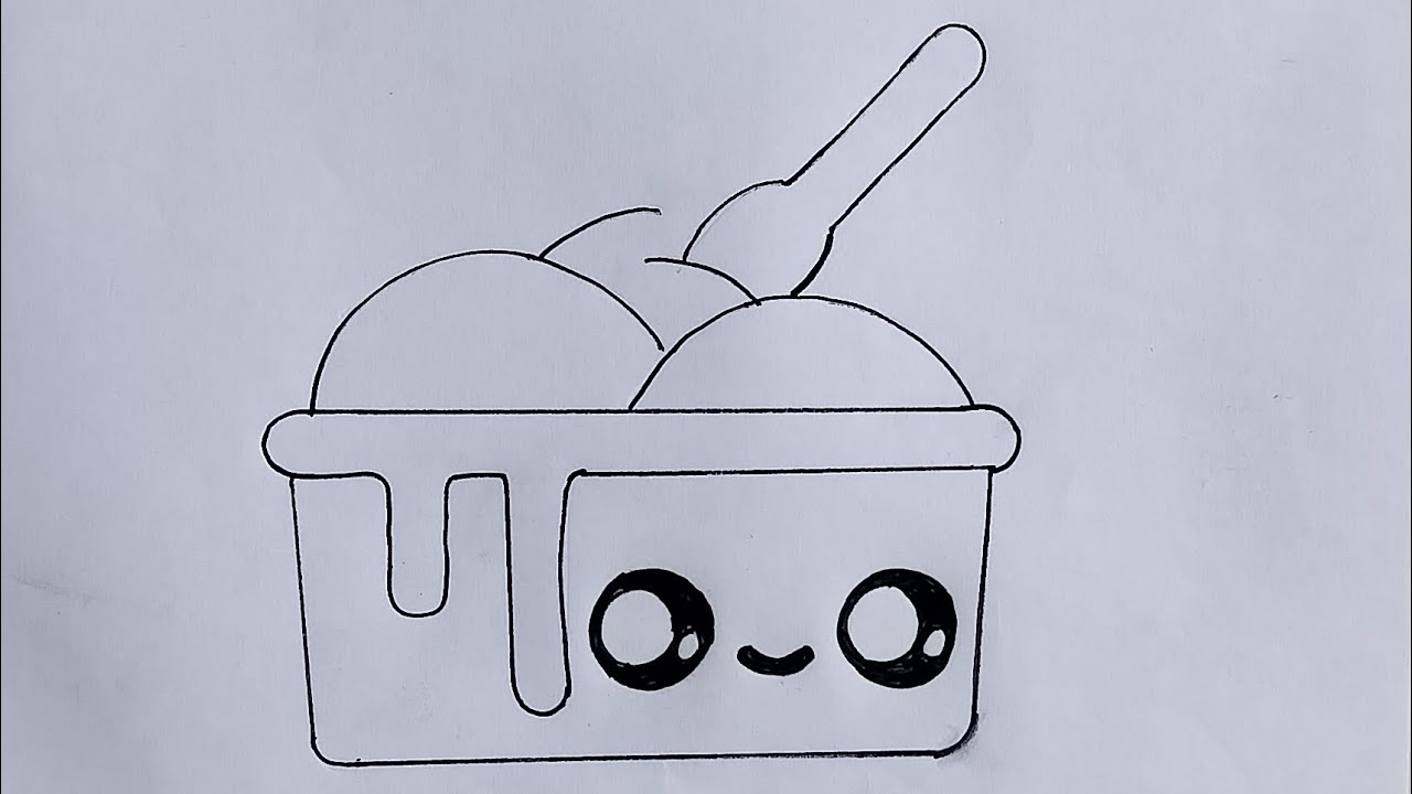 How To Draw Cute Ice Cream Bowl || Easy And Simple Drawing Of Ice Cream ...