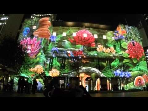 Vivid sydney 2015 - amazing flowers projection in circular quay - YouTube