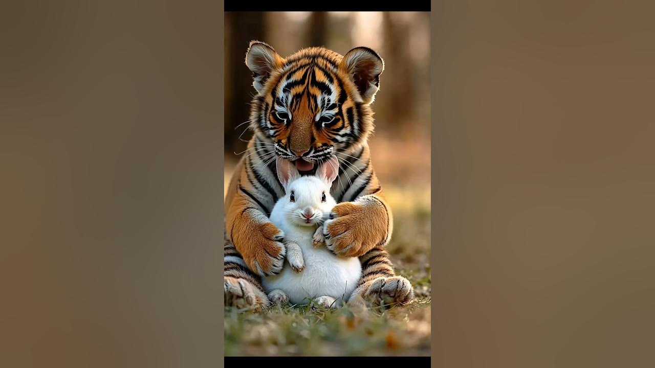 Unlikely Friends: Tiger Cub Cuddles Bunny! #Tiger#Bunny #CuteAnimals - YouTube