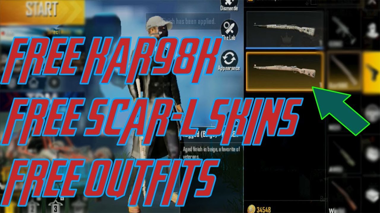 HOW TO GET KAR98k, SCAR-L, SKINS FOR FREE|FREE OUTFITS|PUBGM NEW TRICK ...