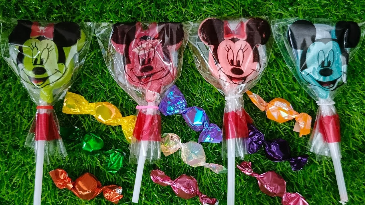 Satisfying ASMR Mickey Mouse Lollipops – Rainbow sweets, chocolate and ...