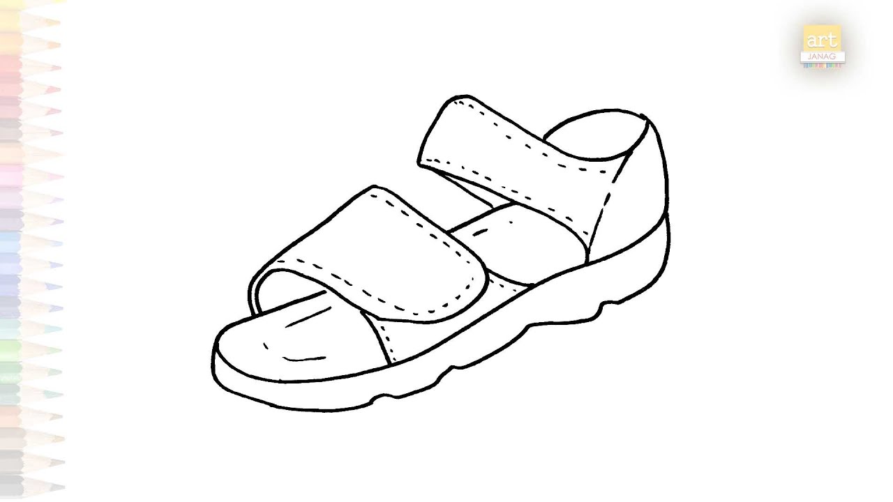 Woman sandals drawing | Outline drawings | How to draw Woman sandals ...