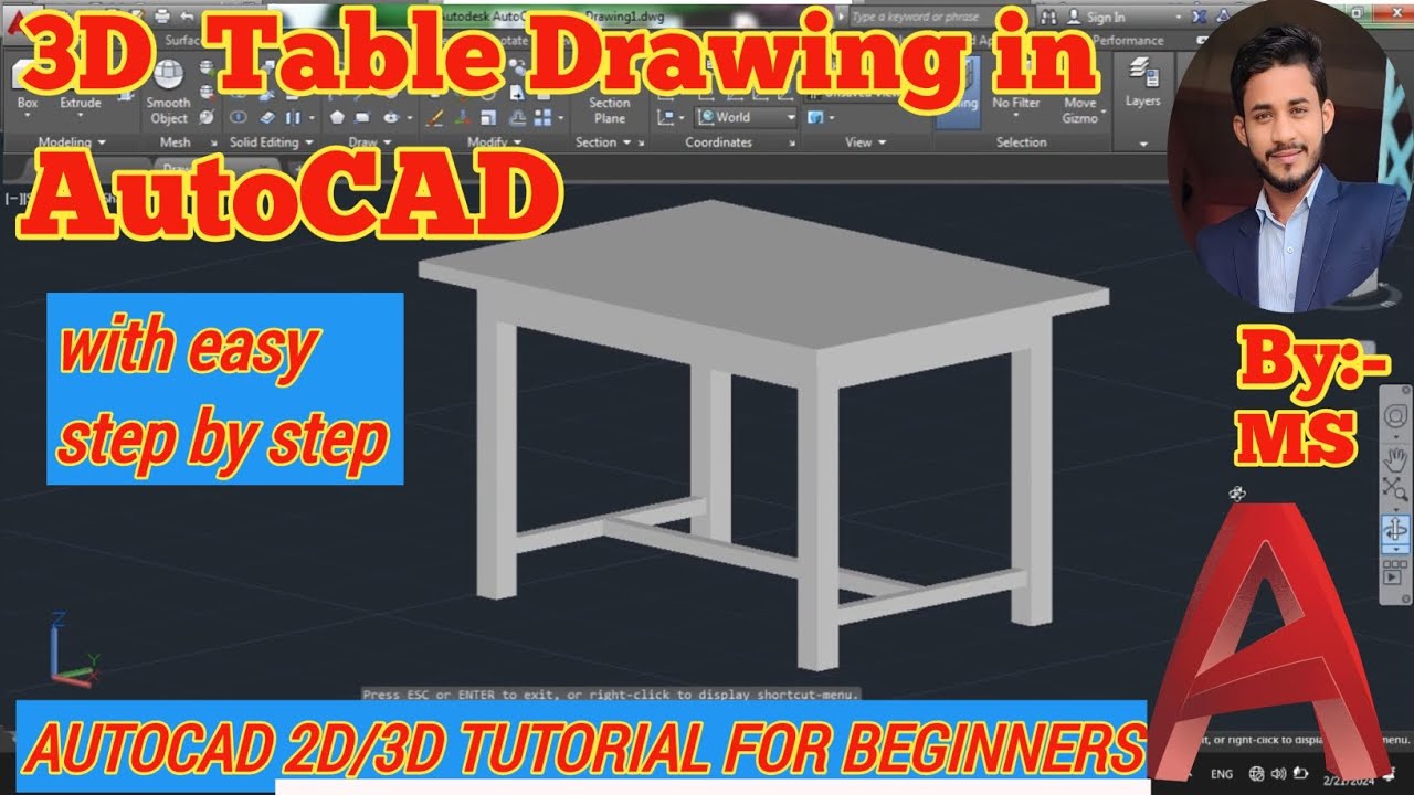 Make 3D Table|| AutoCAD for beginners||#autocad#3dmodeling # ...