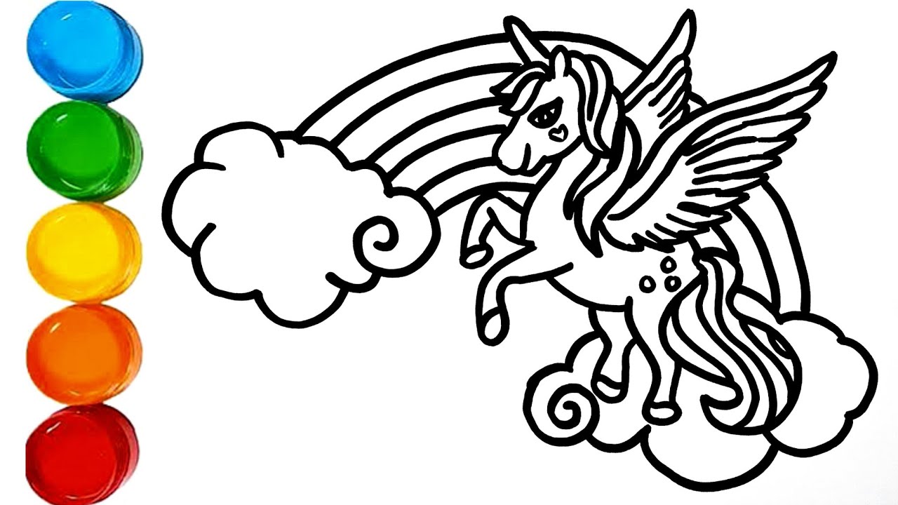 How to Draw a Unicorn with Rainbow for Kids | Step by step Rainbow ...