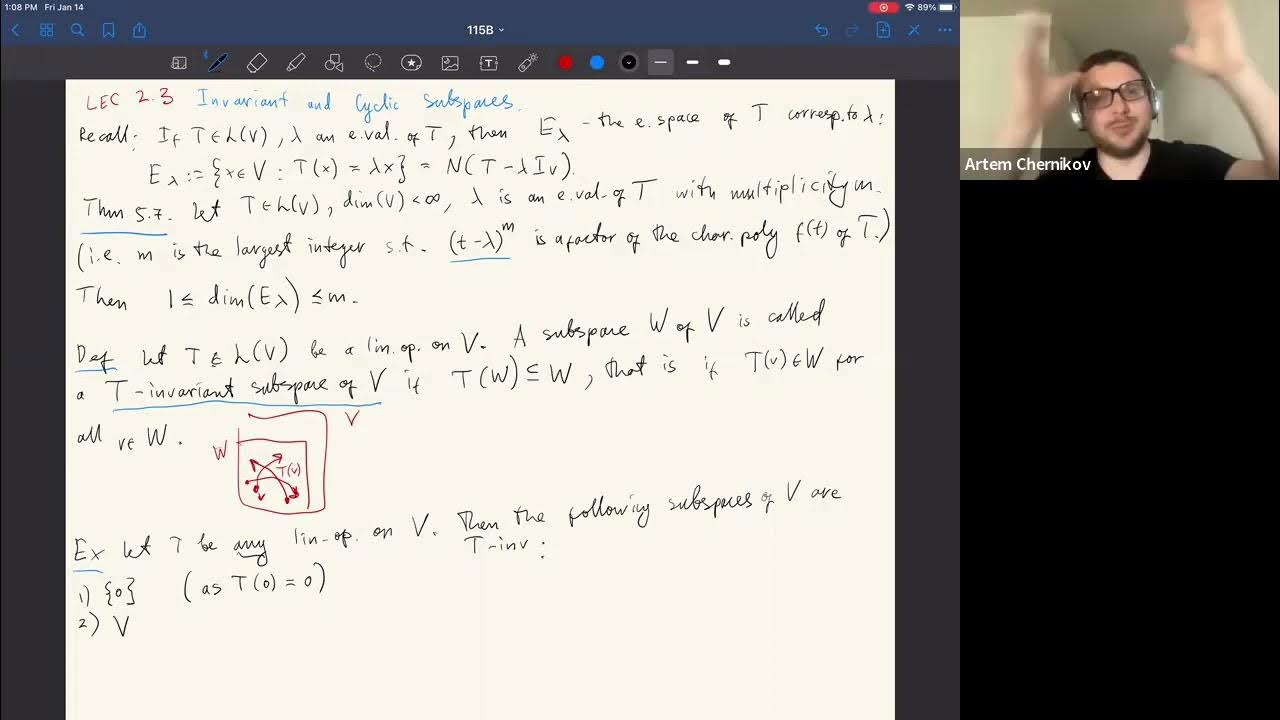 Linear Algebra, Lecture 6 (Invariant and cyclic subspaces) - YouTube