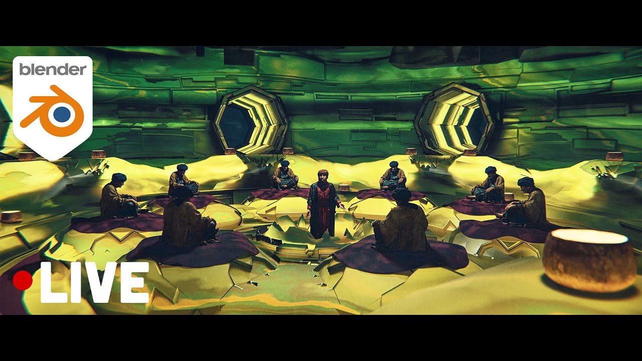 Sci-Fi alien cargo bay as a council chamber in Blender - YouTube