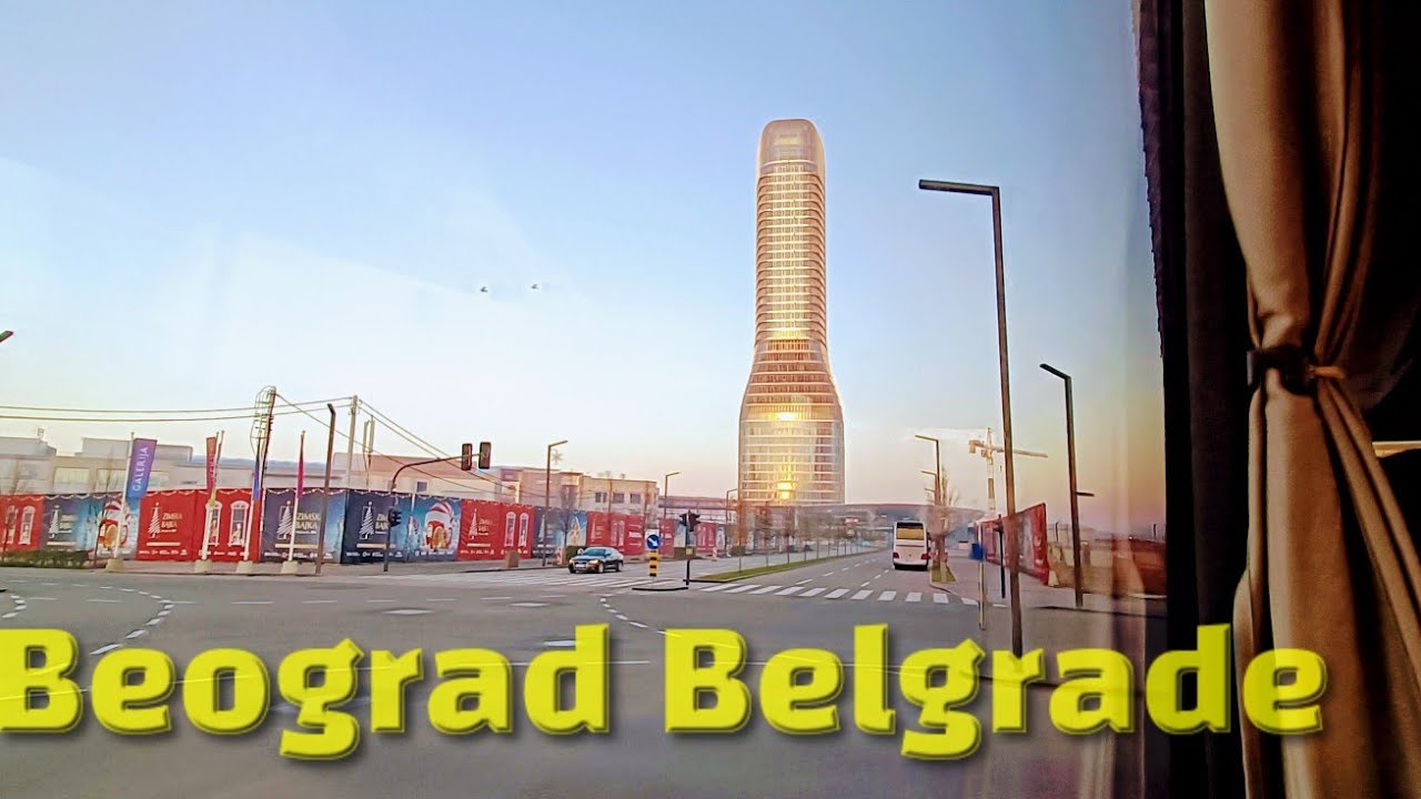 BEOGRAD i auto put, BIP zgrada i ZLATNA kula Beograda na vodi BELGRADE ...