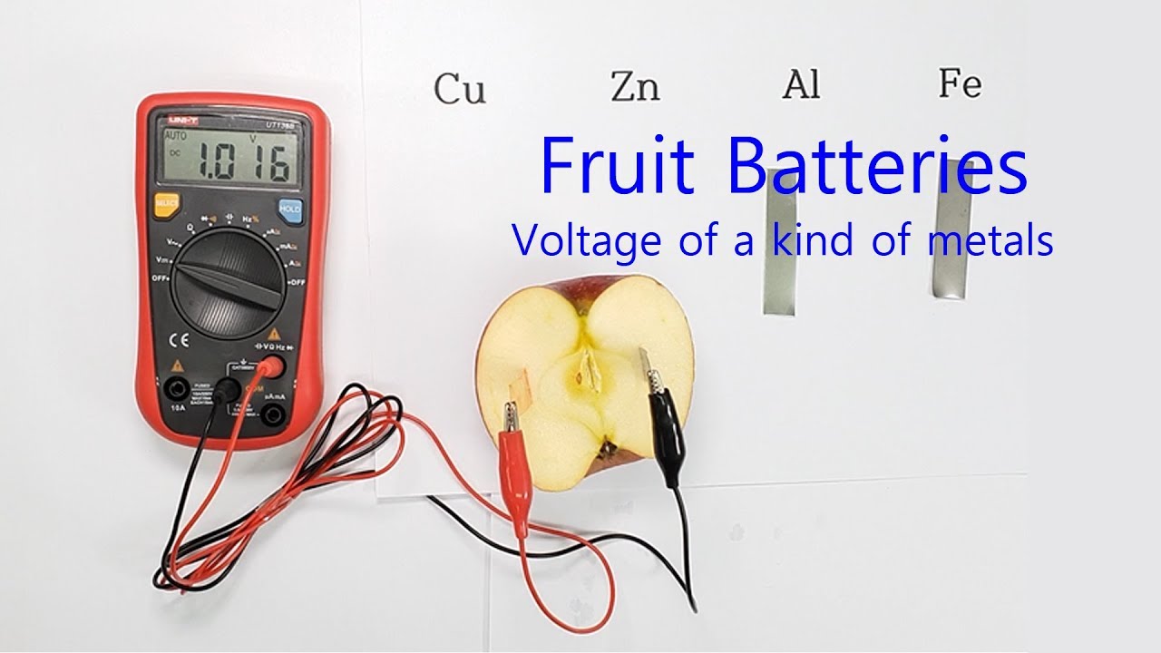 Fruit cell 1 : Voltage of a kind of metals - YouTube