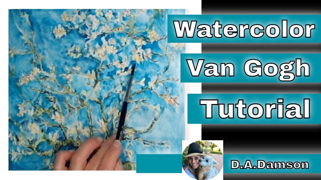 Van Gogh Watercolor Tutorial Step by Step - Almond Branches - YouTube