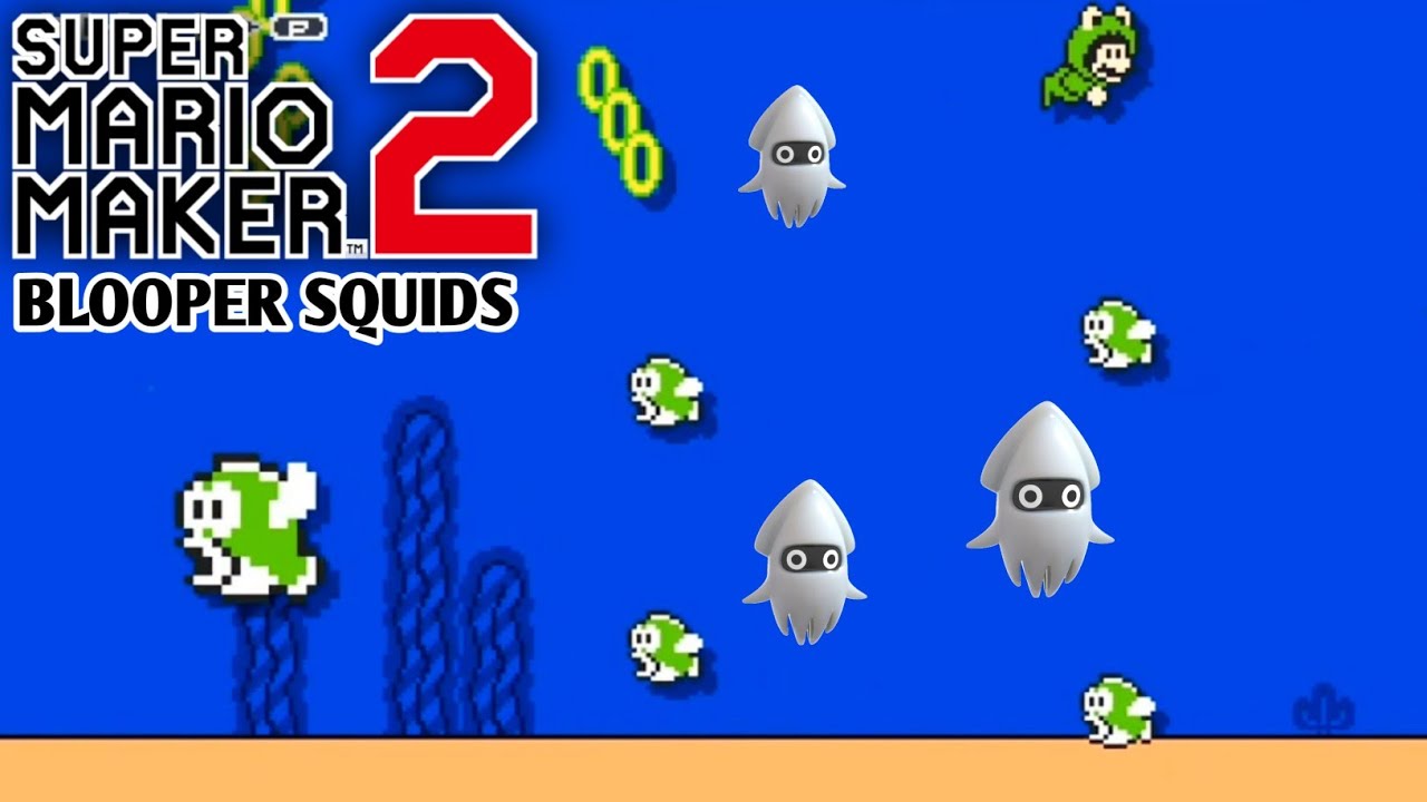 BLOOPER SQUIDS CHASING ME!!! Super Mario Maker 2 Water Level - YouTube