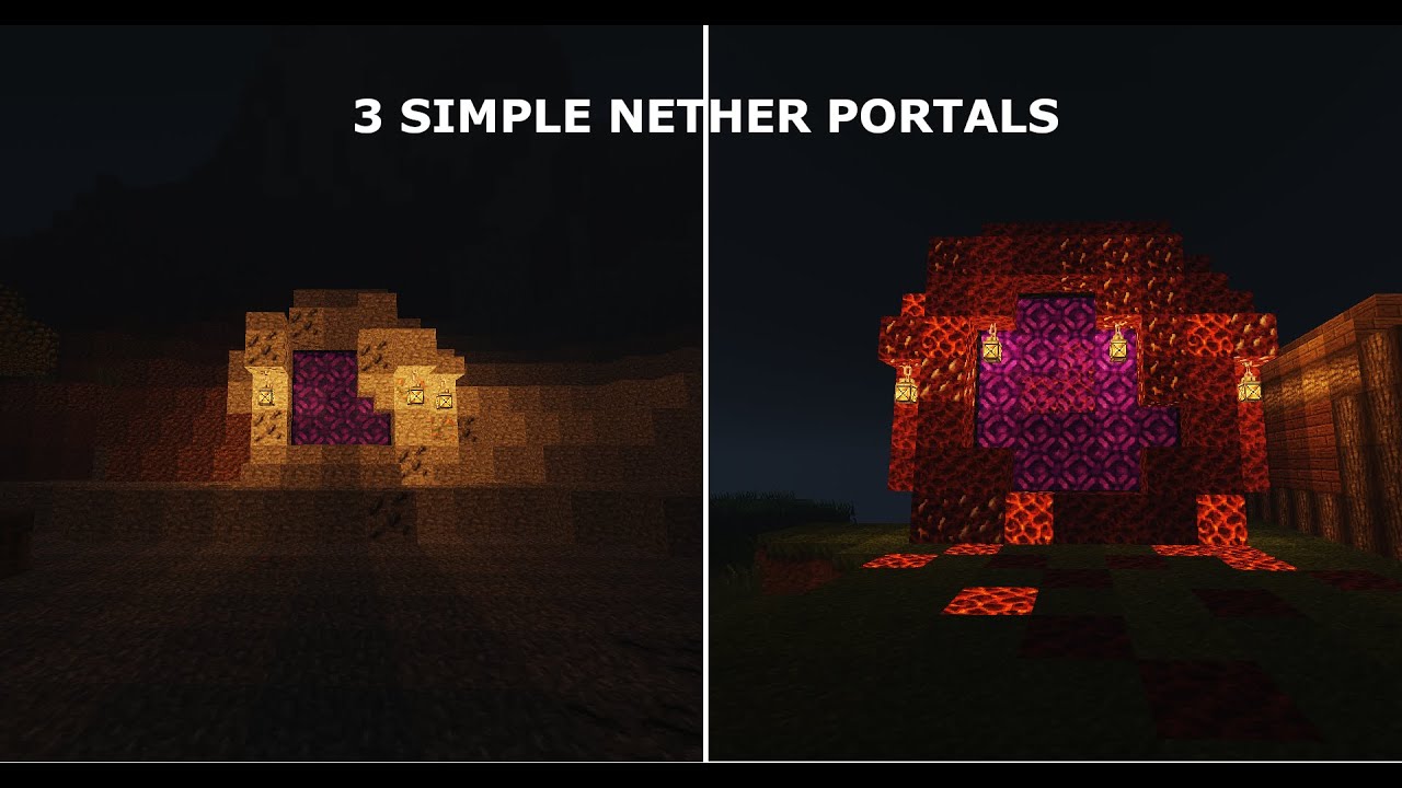 Minecraft: 3 Simple Nether Portal Designs - YouTube