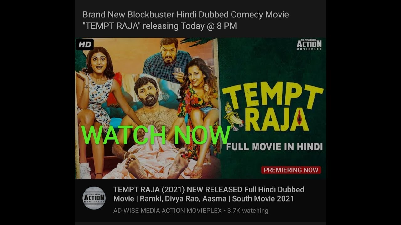 TEMPT RAJA NEW SOUTH MOVIE IN HINDI WATCH NOW ON YOUTUBE FREE 👇 - YouTube