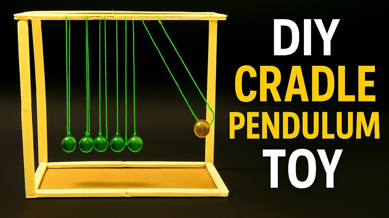 DIY How to Make a Cradle Pendulum Toy | Easy PopStick & Marble | School ...