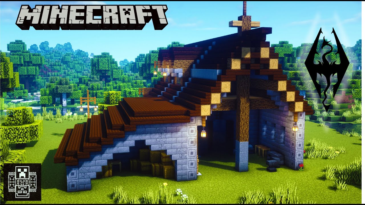 How to build a Medieval House in Minecraft | Skyrim House - [Tutorial ...